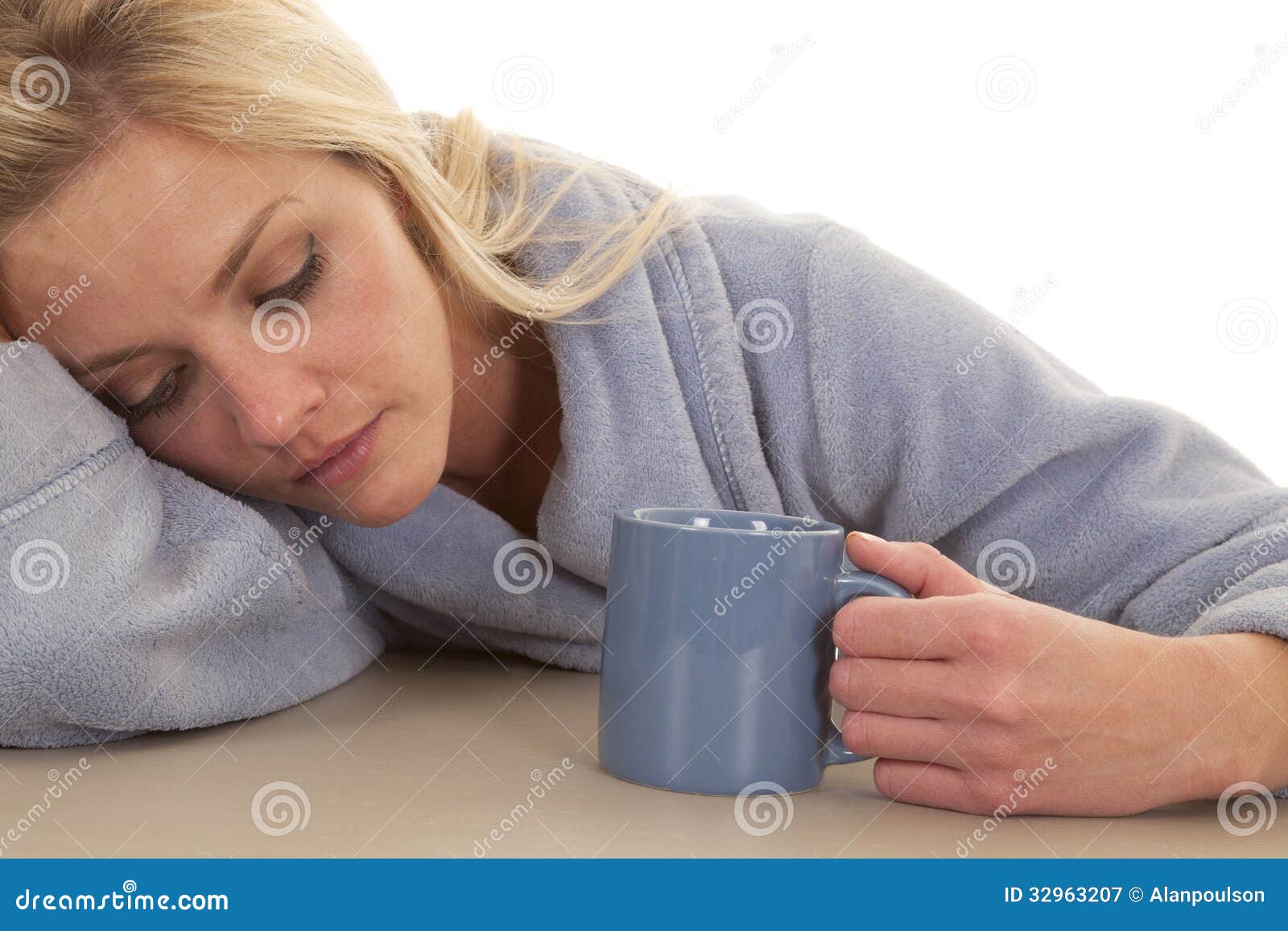 Woman In Robe Cleaning A Messy Room Using Vacuum Royalty-Free Stock ...