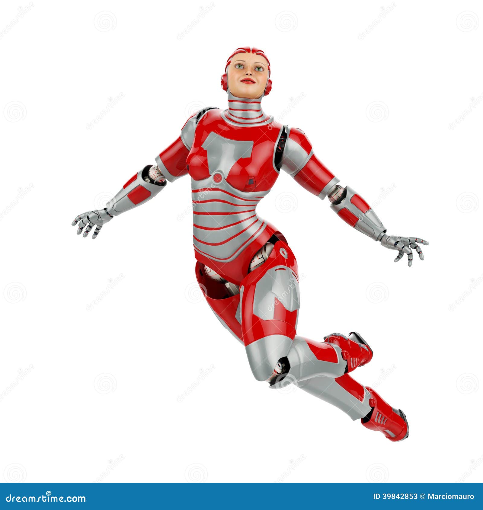 WOMAN ROBOT flying out stock illustration. Illustration of humanoid ...