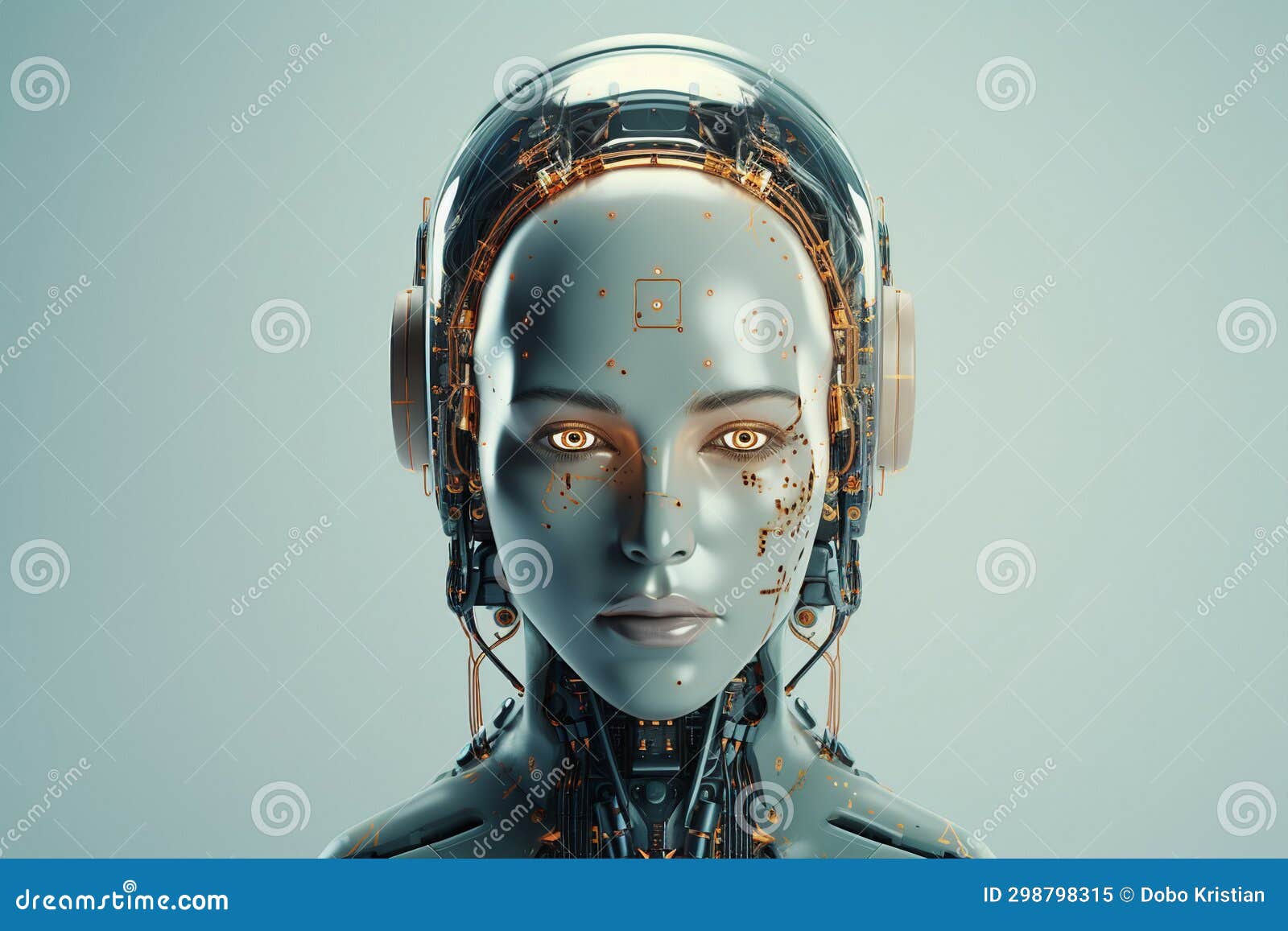Woman Robot Head Isolated on White Stock Illustration - Illustration of ...