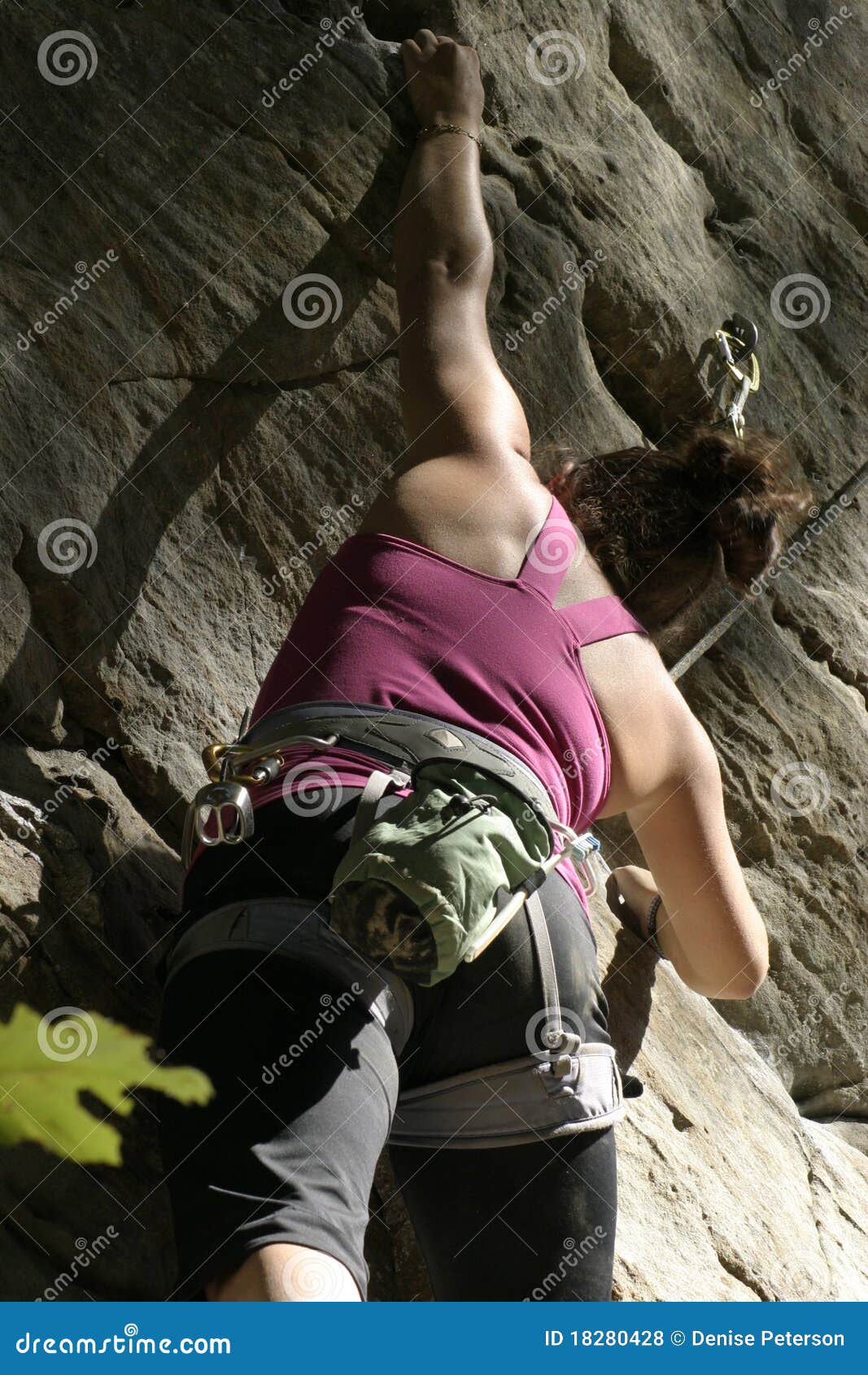 Woman Rock Climbing stock photo. Image of arms, cliff - 18280428