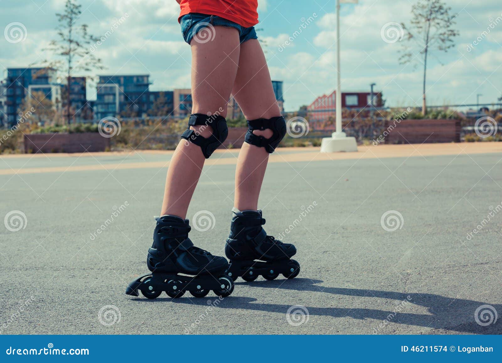 Woman Rollerblading on Sunny Day Stock Photo - Image of adult ...