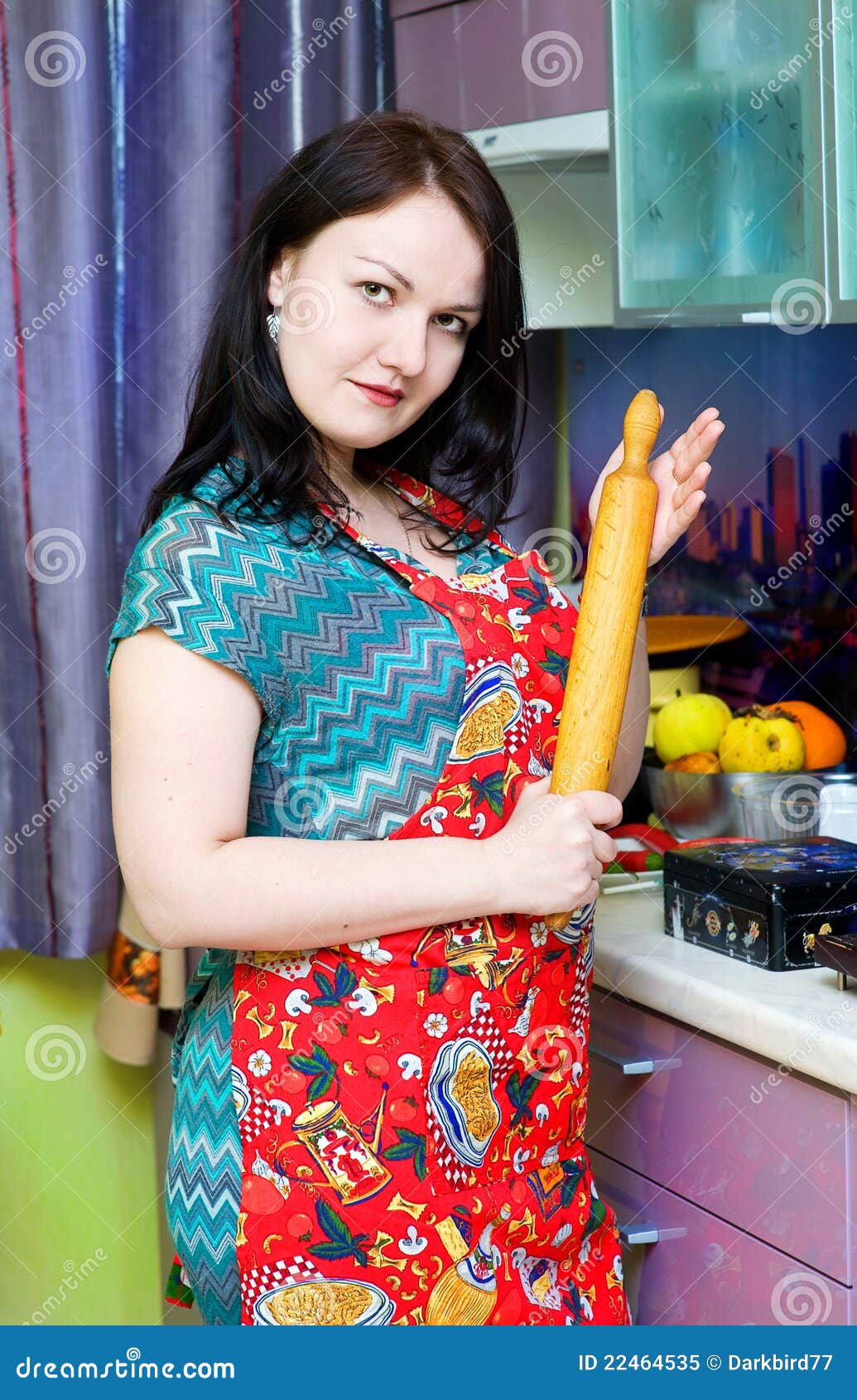 Woman with rolling pin stock image. Image of rolling - 22464535