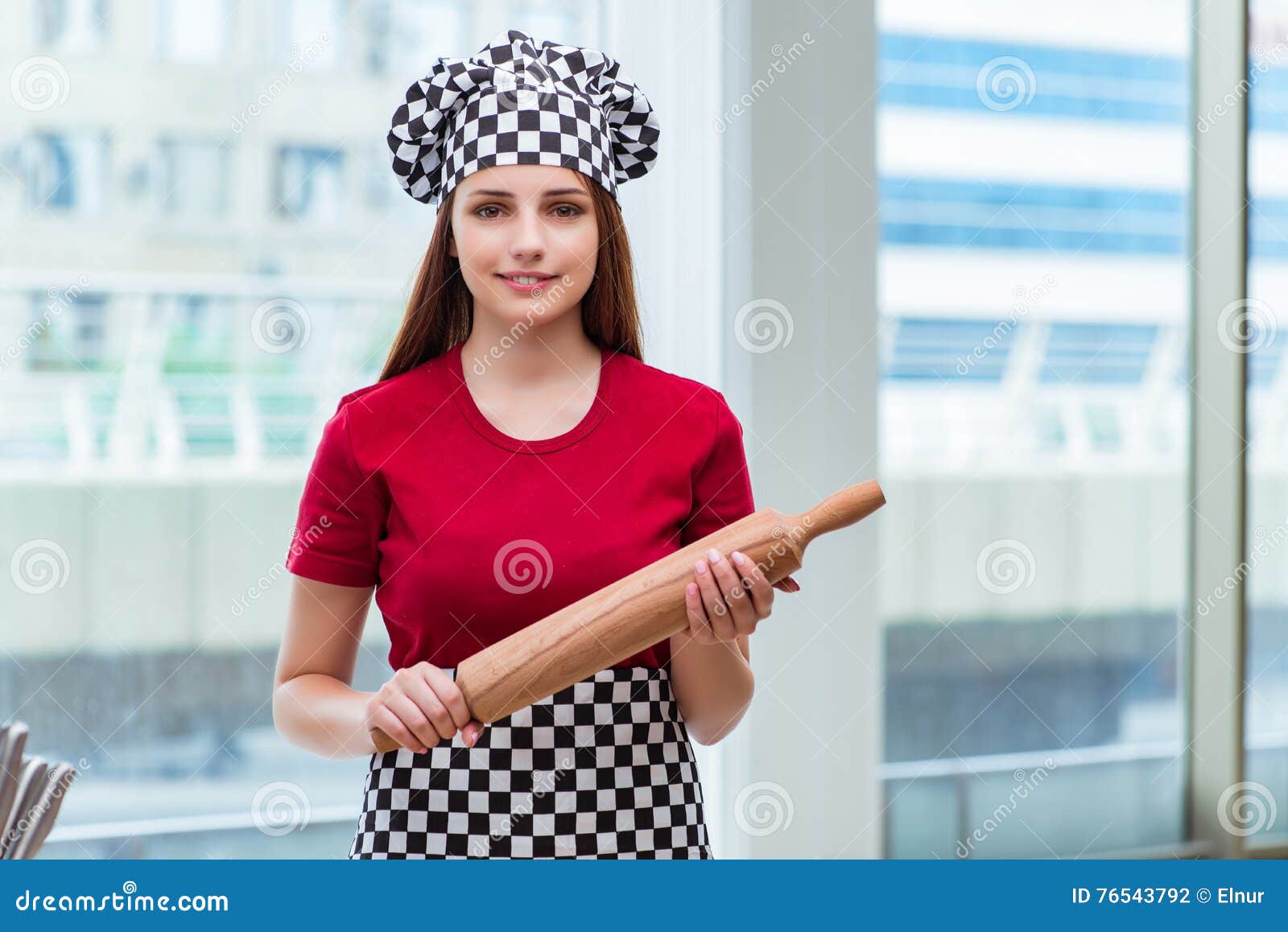 The Woman with Rolling Pin Isolated on White Stock Photo - Image of ...
