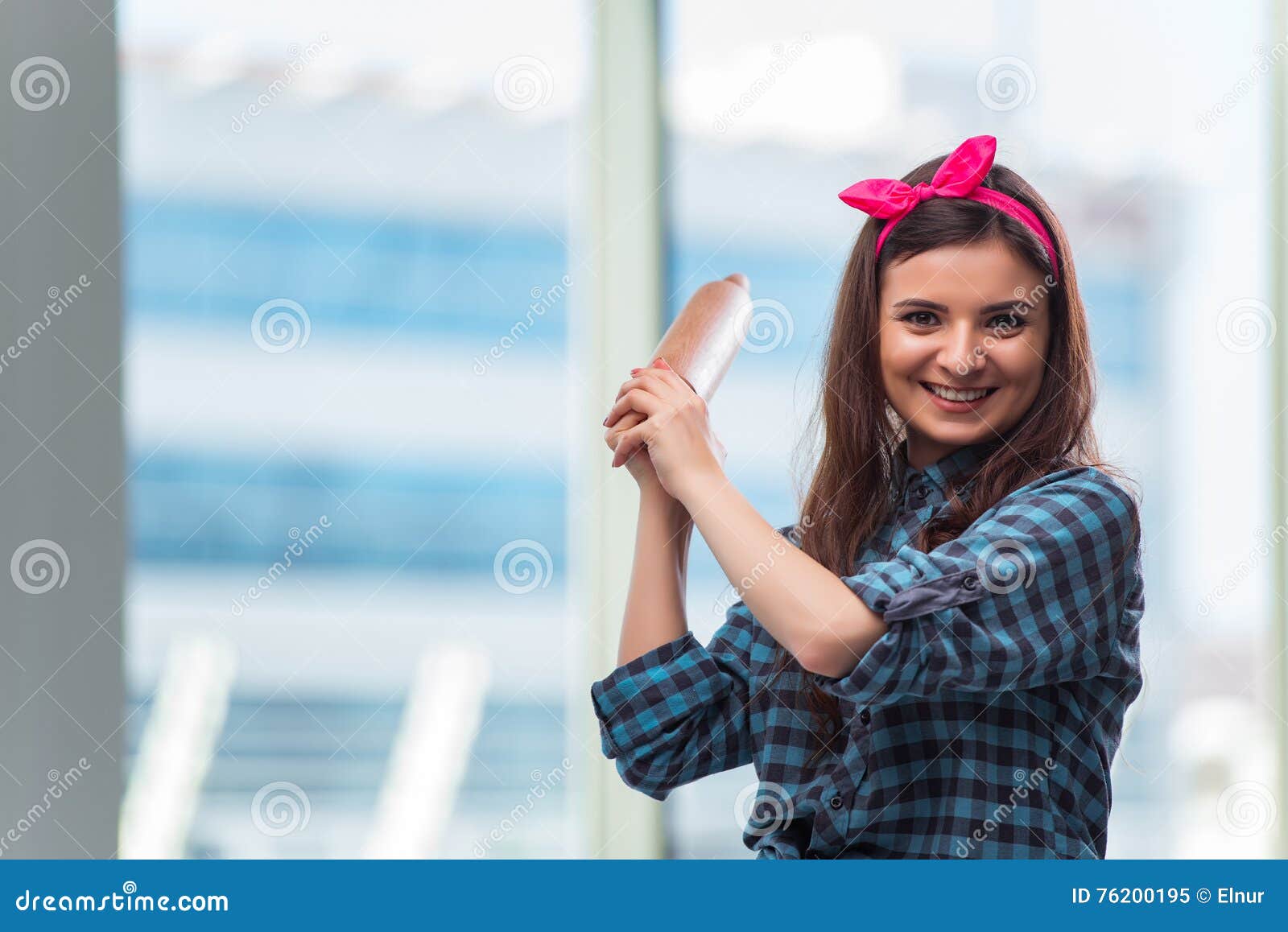 The Woman with Rolling Pin in the Kitchen Stock Image - Image of person ...