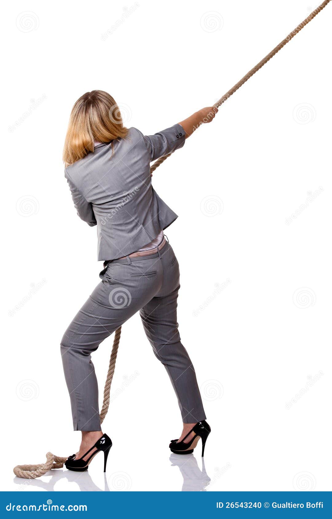 Woman with rope stock photo. Image of businesswoman, strong - 26543240