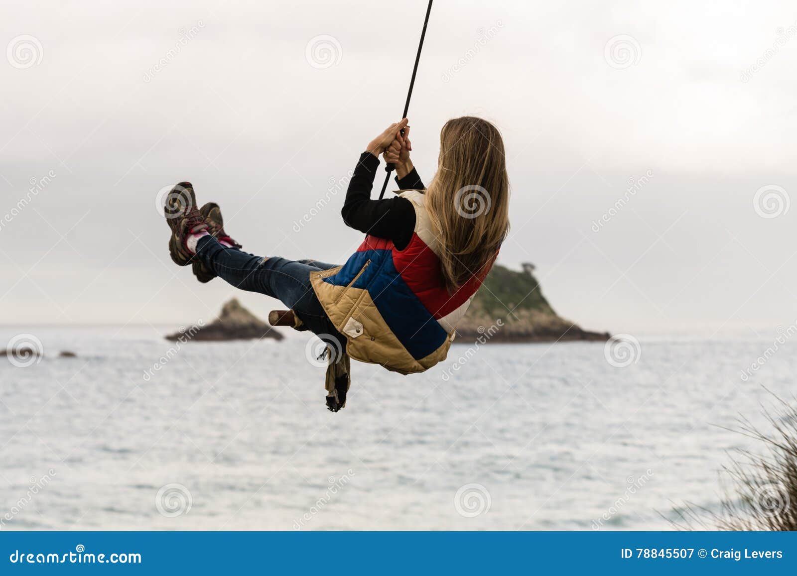 Woman on Rope Swing stock image. Image of weekend, stress - 78845507
