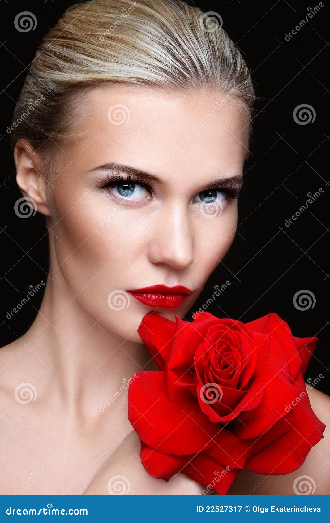 Woman with rose stock image. Image of makeup, femininity - 22527317