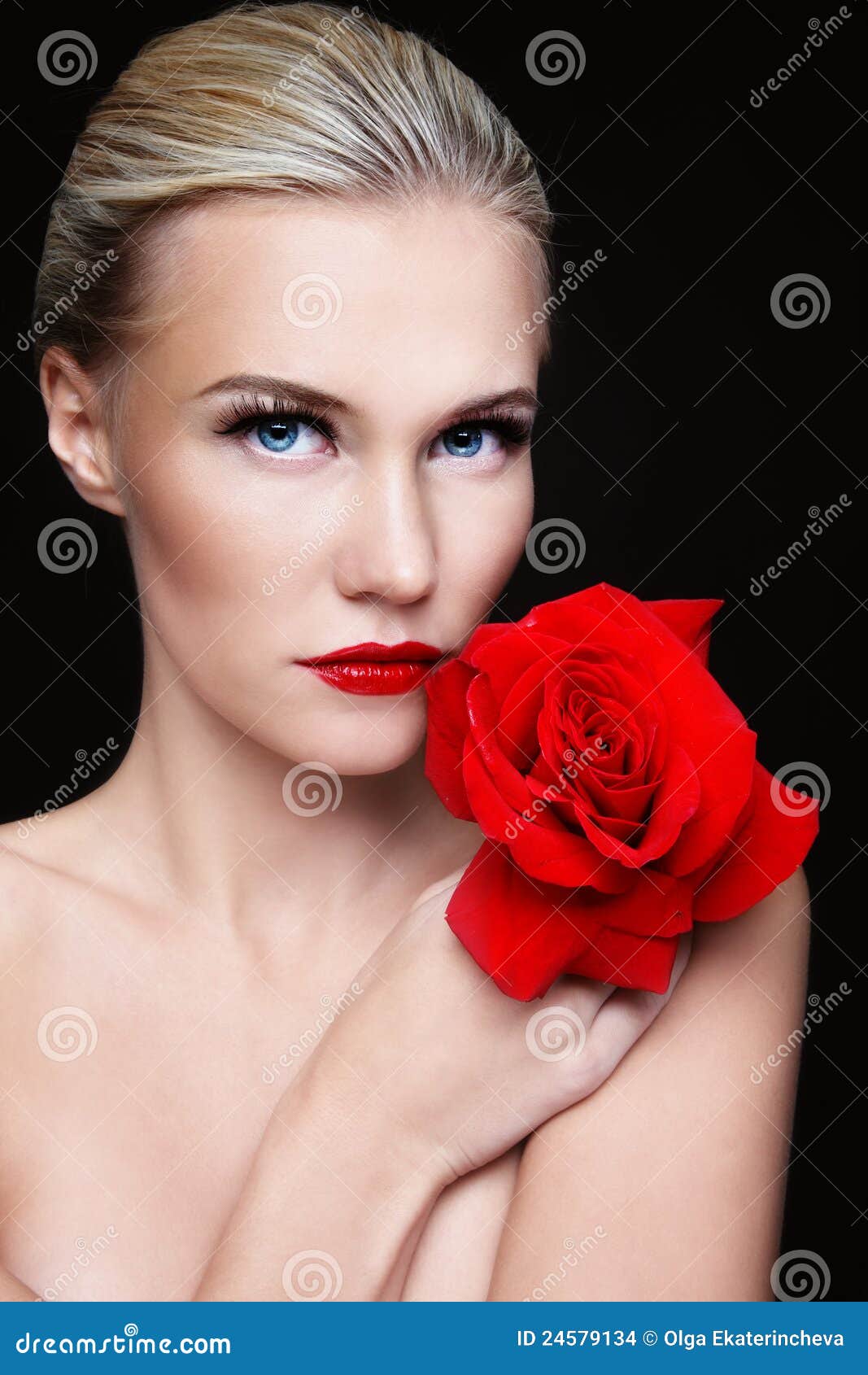 Woman with rose stock photo. Image of girl, bleached - 24579134