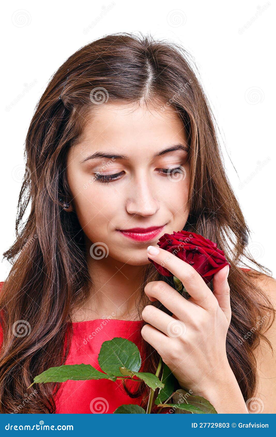 Woman with rose stock image. Image of human, lovely, pretty - 27729803