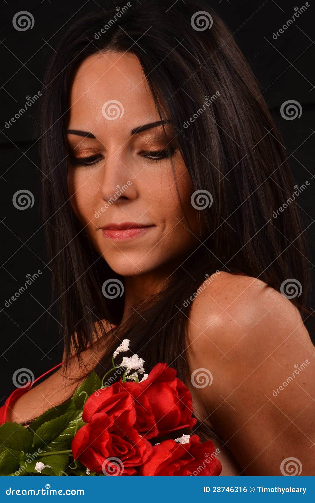 Woman with Rose stock photo. Image of love, romance, flowers - 28746316