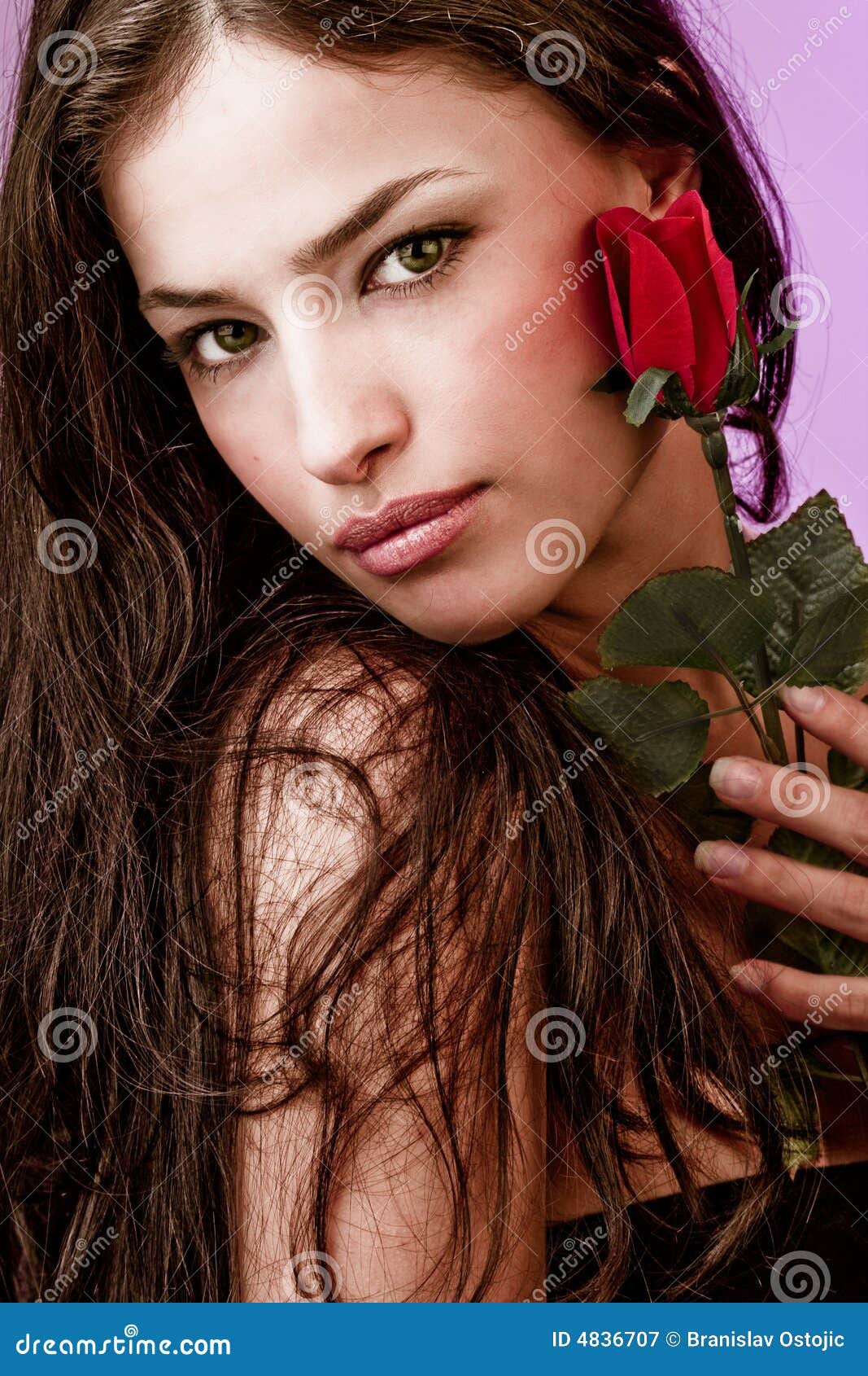 Woman and rose stock image. Image of studio, skin, fragrance - 4836707