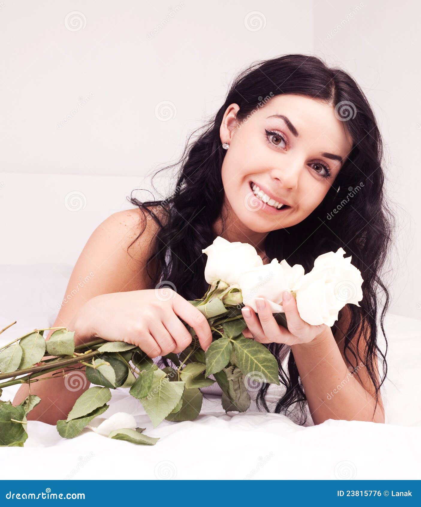 Woman with roses stock photo. Image of happiness, appealing - 23815776