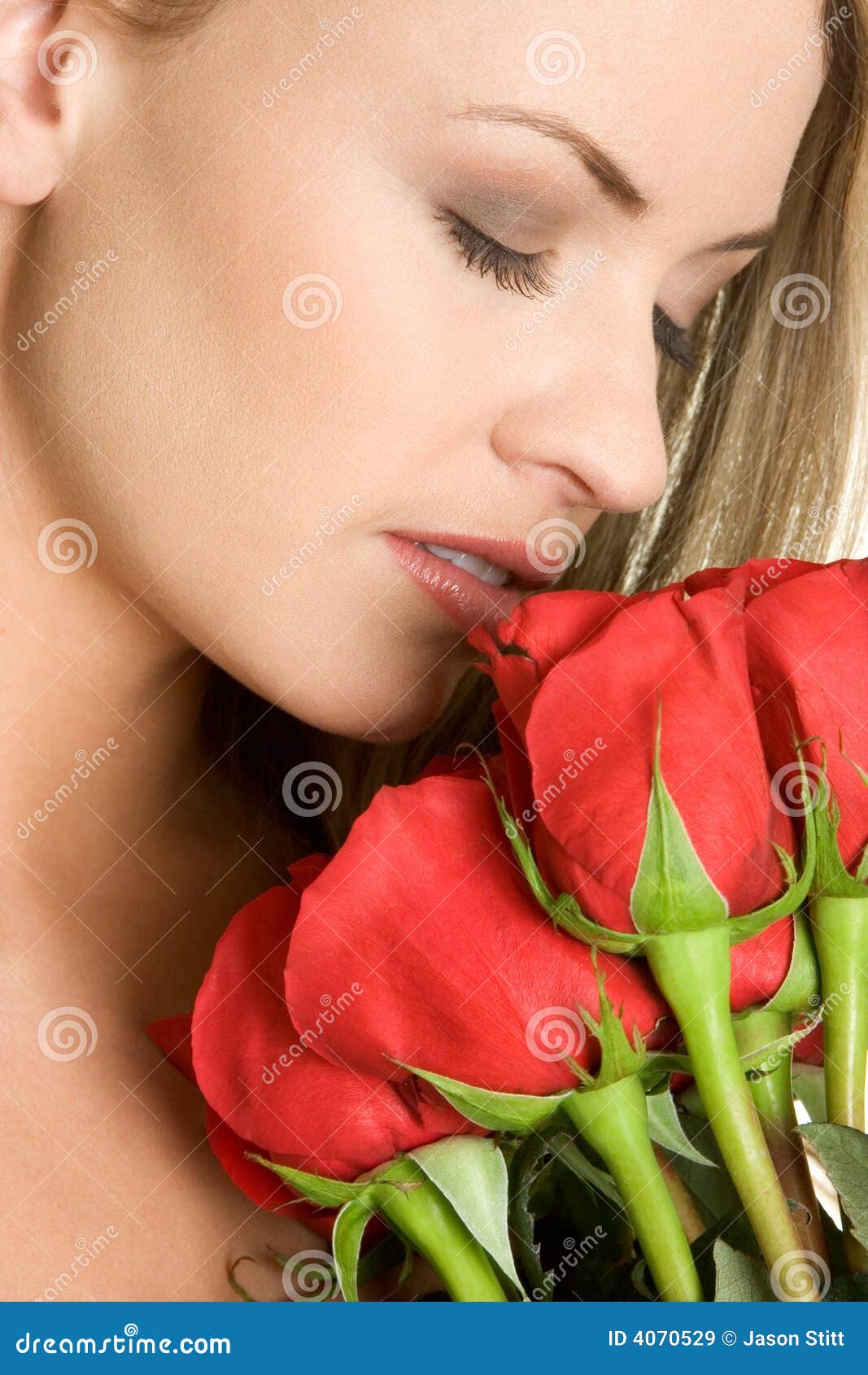 Woman with Roses stock image. Image of flowers, beautiful - 4070529