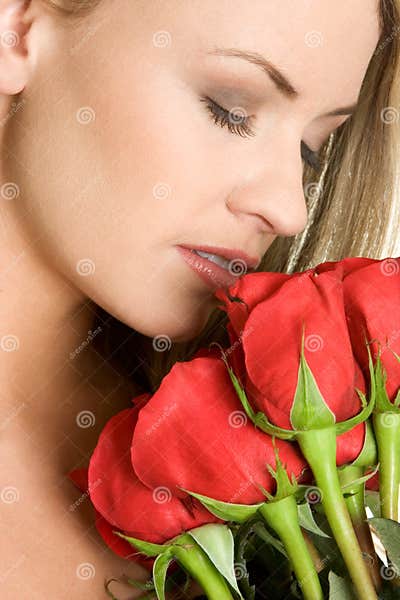 Woman with Roses stock image. Image of flowers, beautiful - 4070529