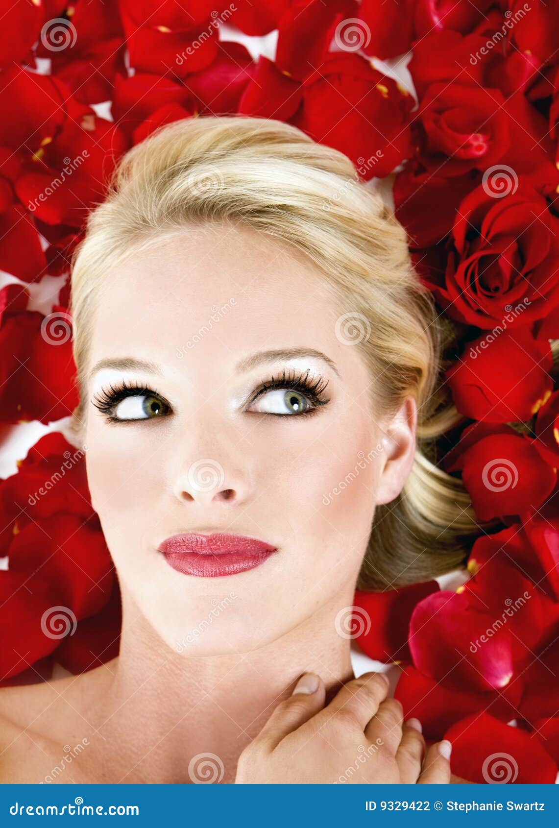 Woman in roses stock photo. Image of laying, floral, care - 9329422