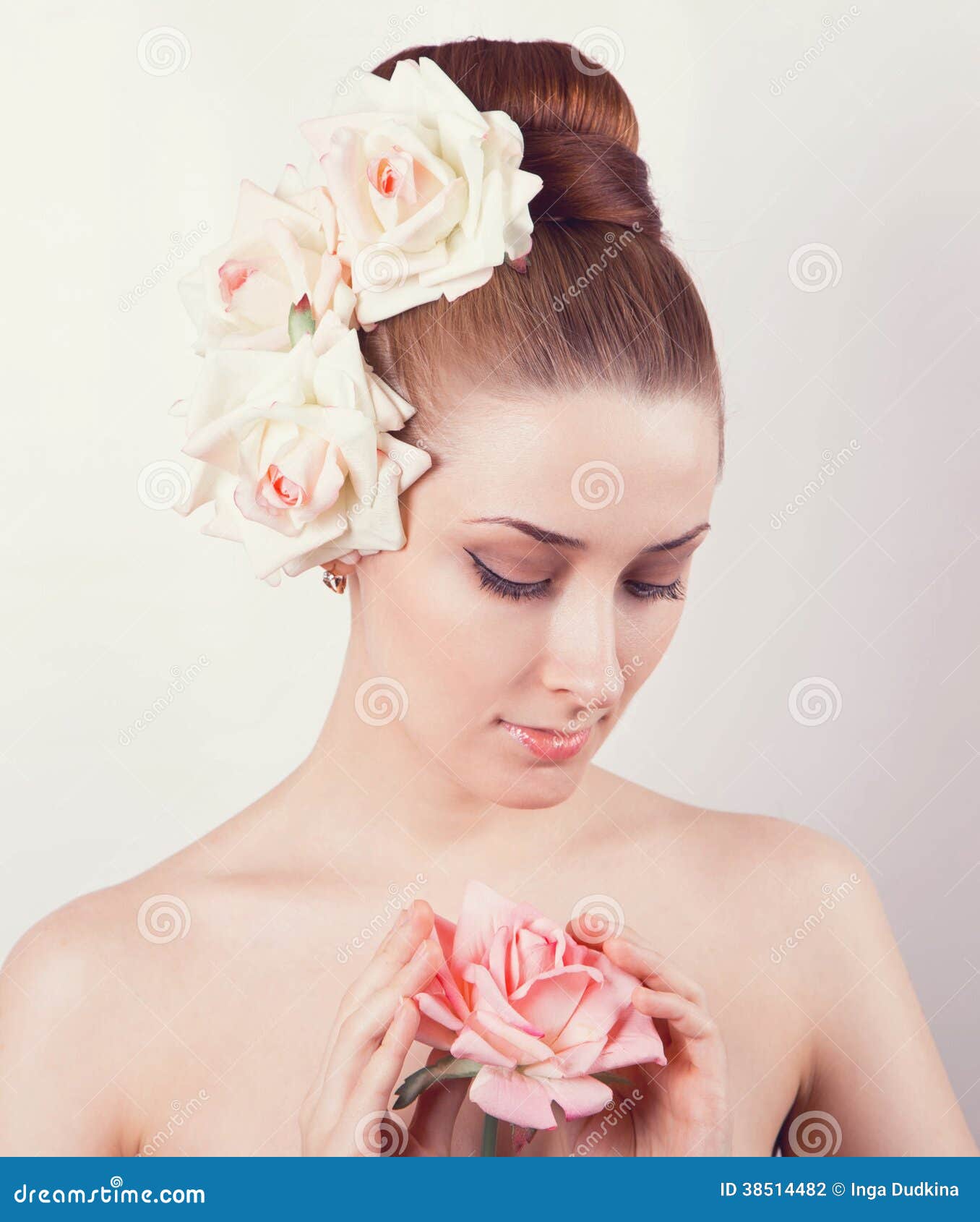 Woman with roses stock photo. Image of flower, romantic - 38514482