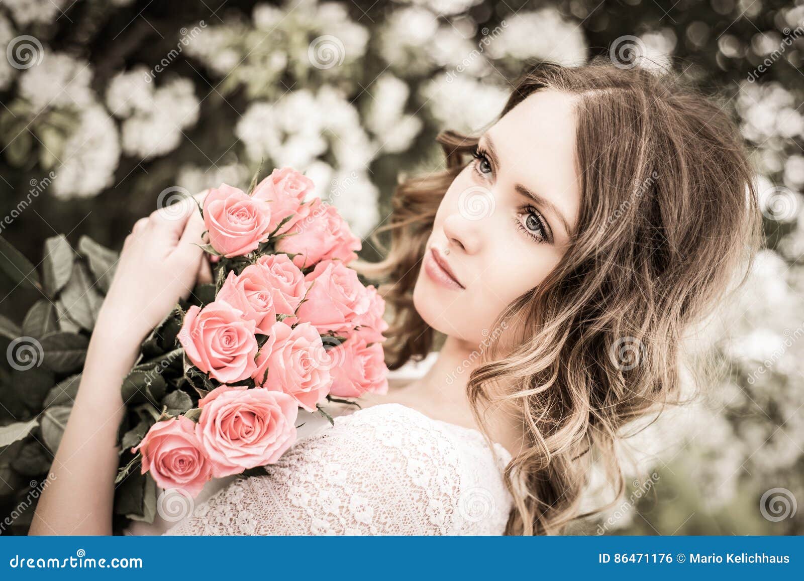 Woman with roses stock photo. Image of mothers, woman - 86471176