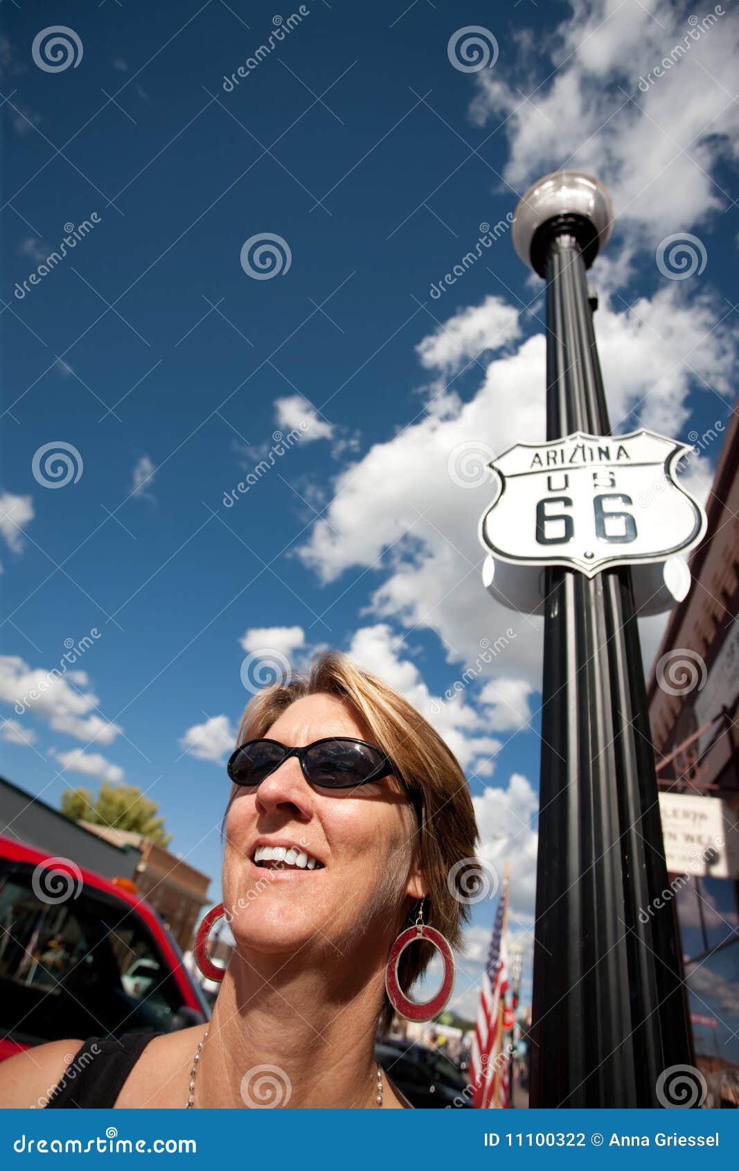Woman on Route 66 stock photo. Image of cloud, arizona - 11100322