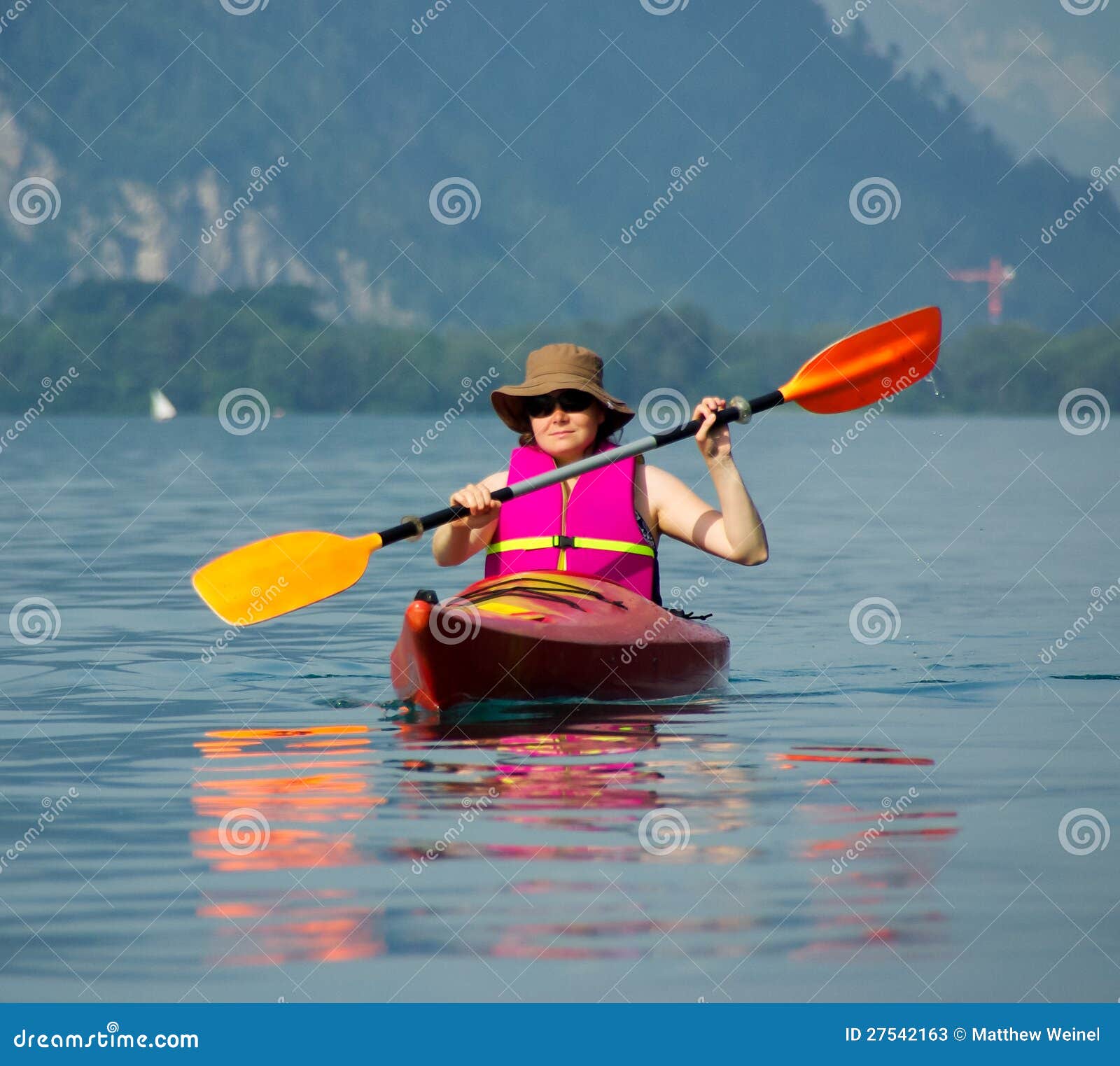 Woman rowing in kayak stock image. Image of swiss, scenic - 27542163