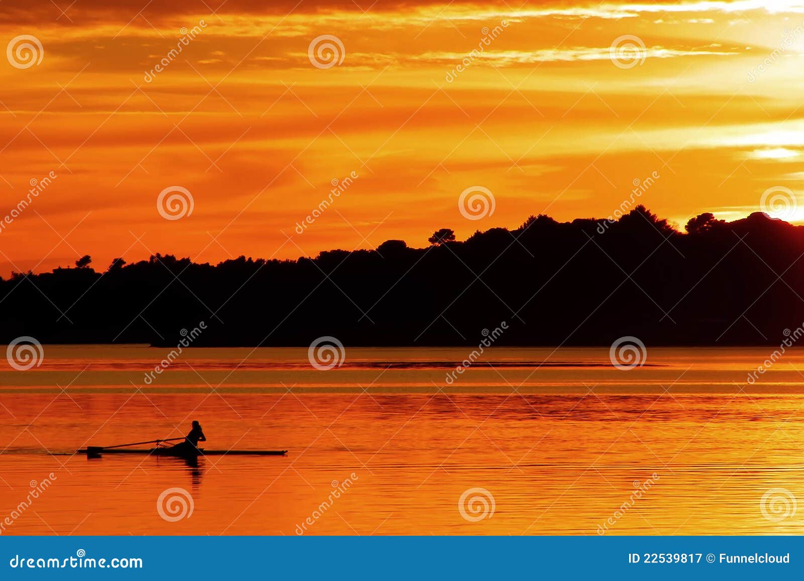 Woman Rowing and Training at Sunset Stock Image - Image of people ...