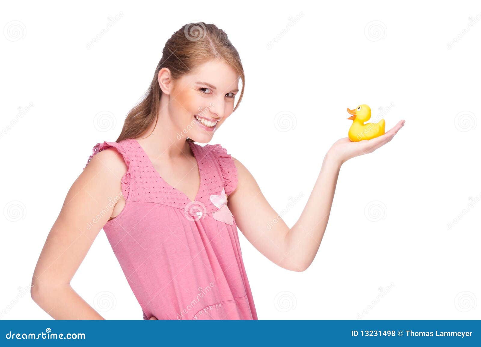 Woman with rubber duck stock photo. Image of aspirations - 13231498