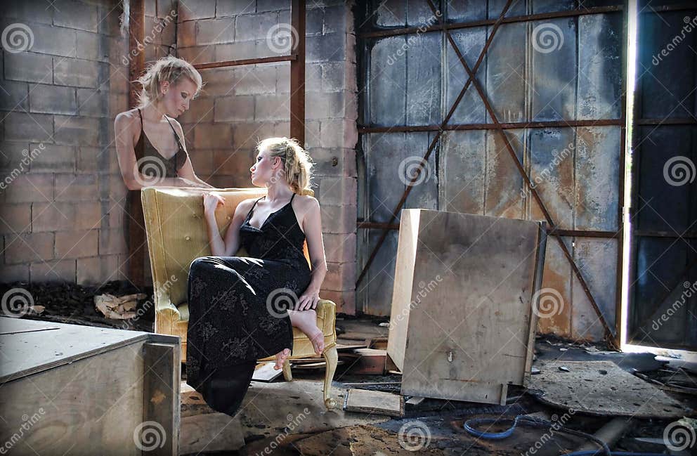 Woman in Ruins with Her Ghost Stock Photo - Image of abandoned, rust ...