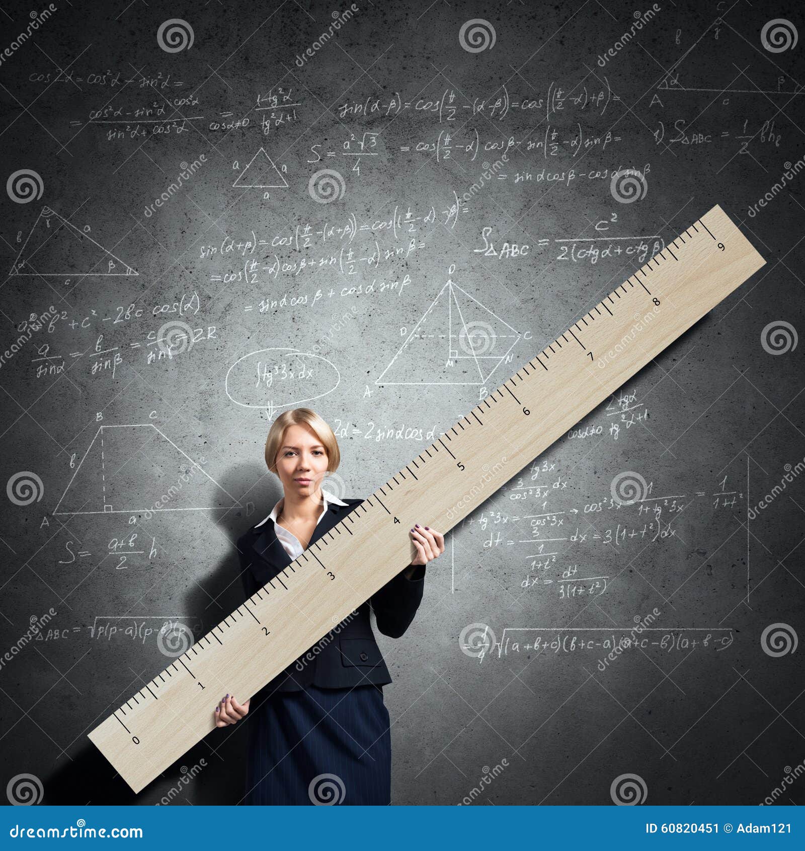 Woman with ruler stock image. Image of businesswoman - 60820451