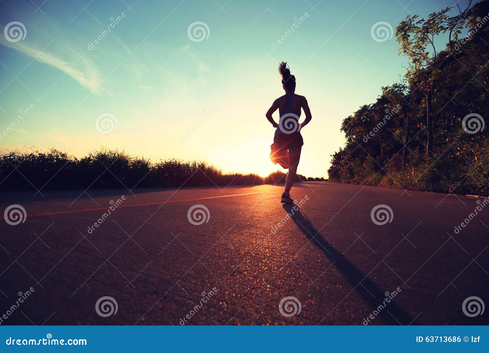 Woman Runner Running on Sunrise Seaside Stock Photo - Image of dawn ...