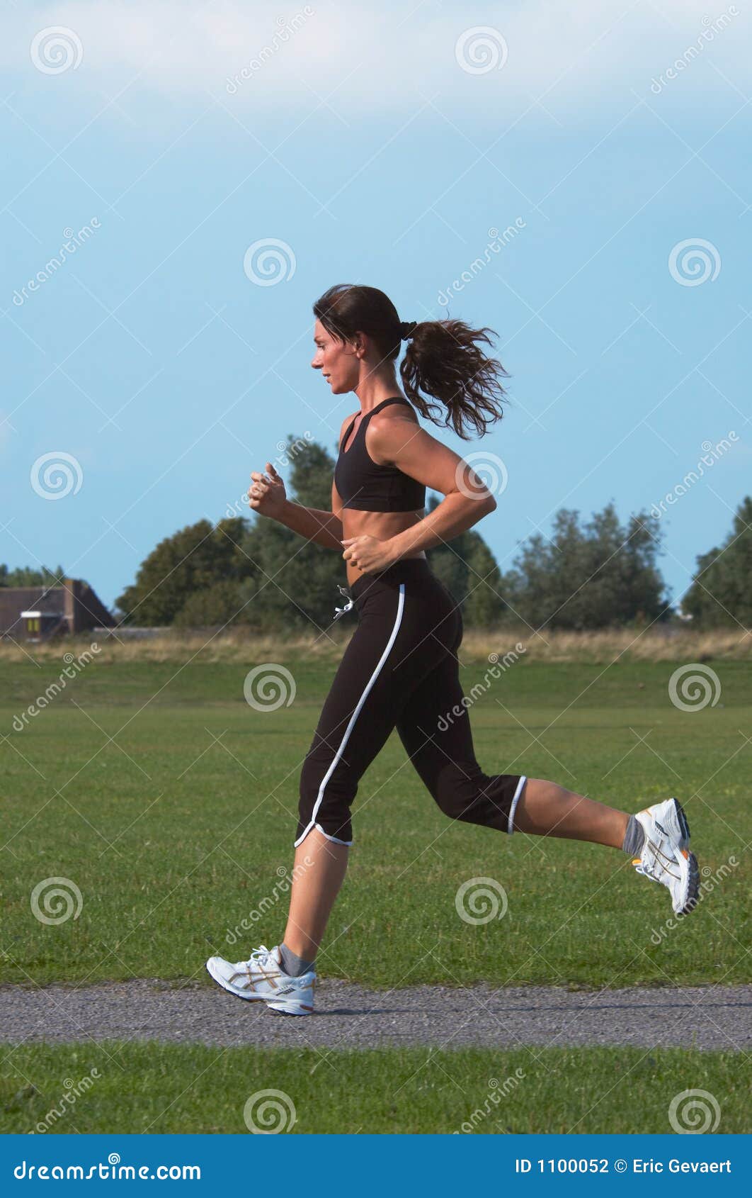 Woman running stock photo. Image of alone, girl, runner - 1100052