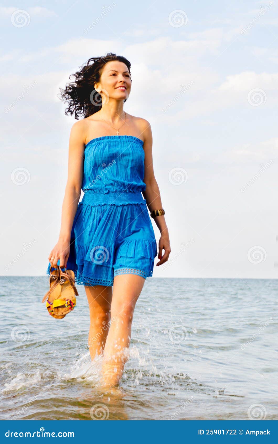 Woman Running Along Edge Surf Slippers Stock Photos - Free & Royalty ...