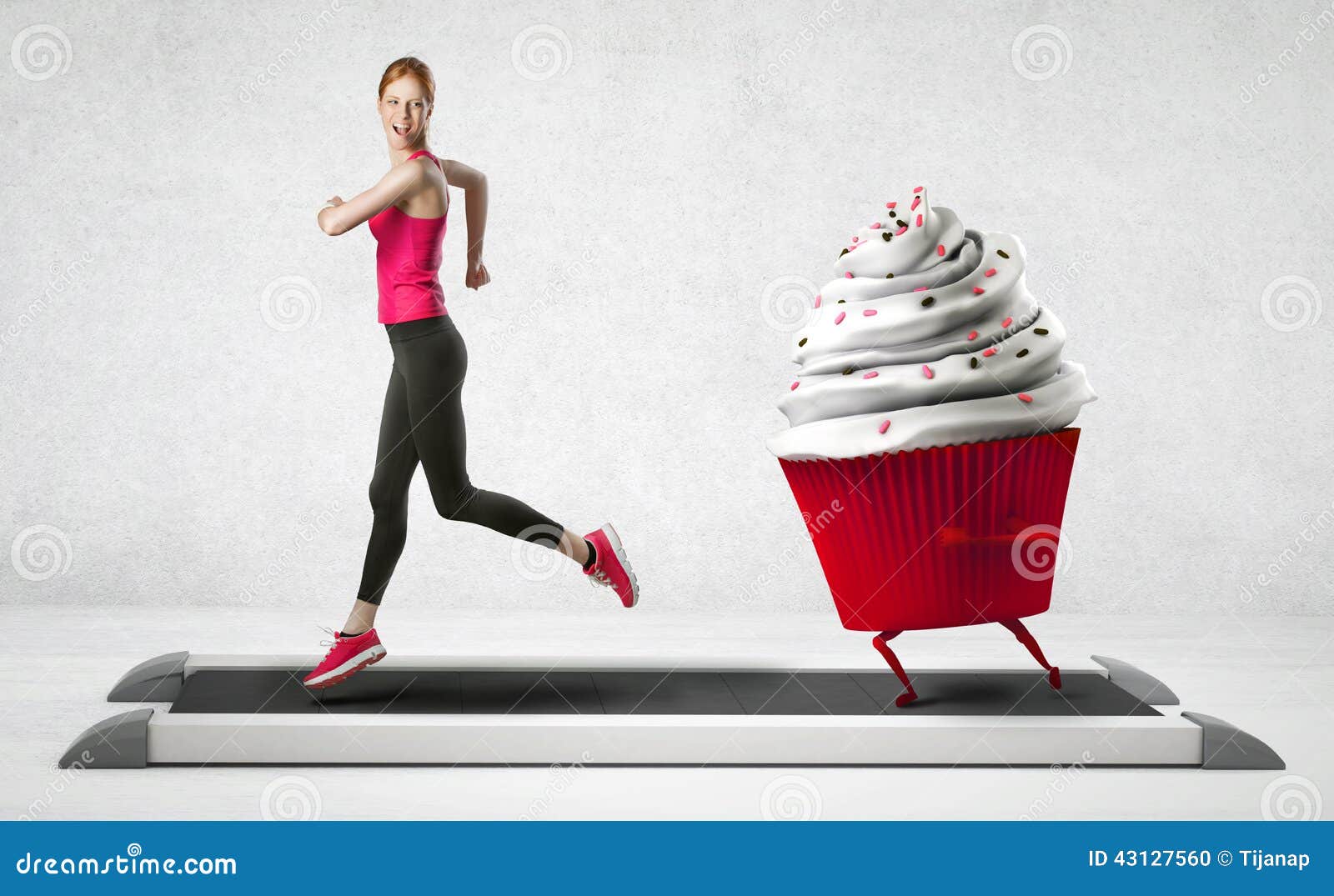 Woman Running Away from a Cupcake Stock Photo - Image of jogging ...
