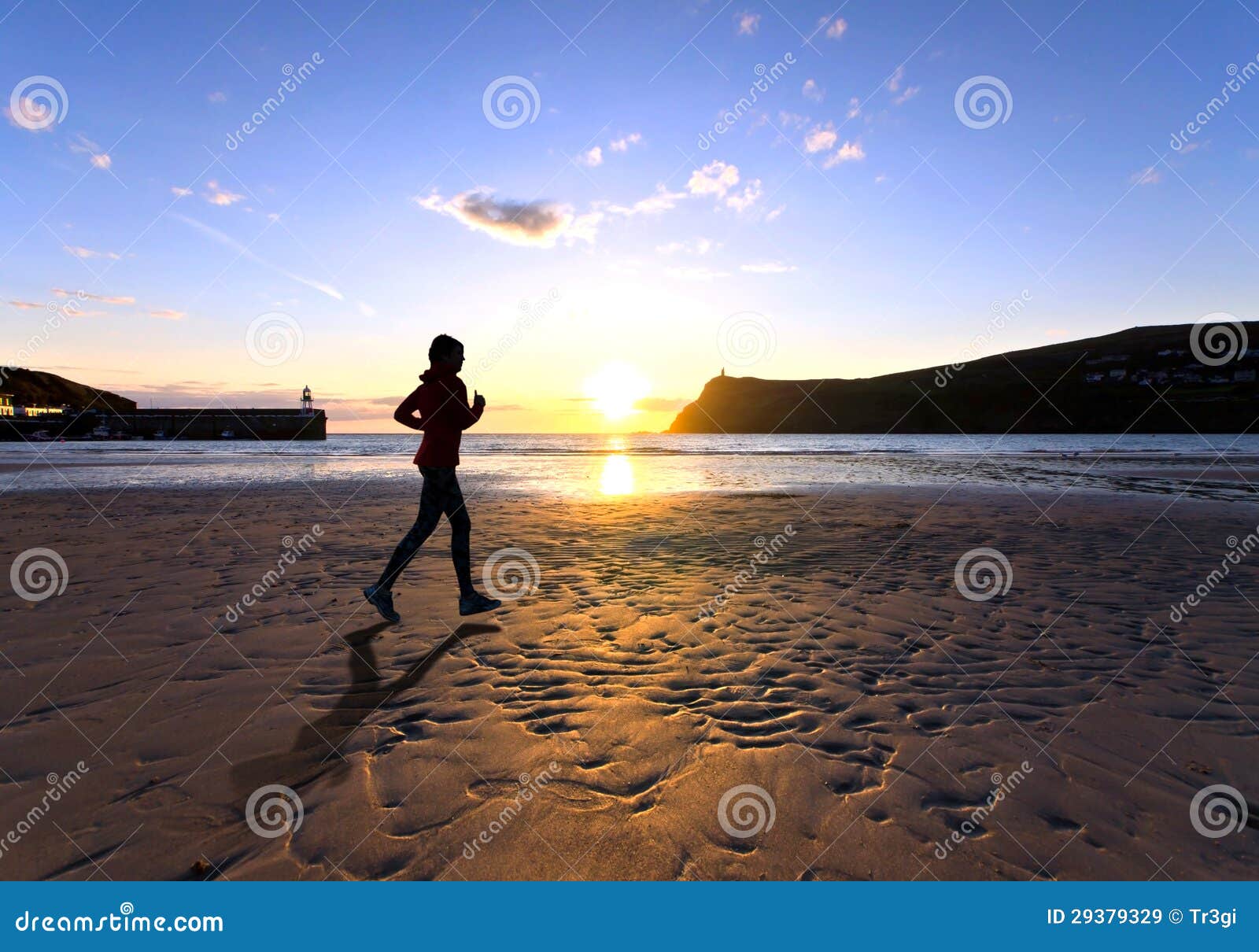 Woman Running on a Beach during Sunset Stock Image - Image of beach ...