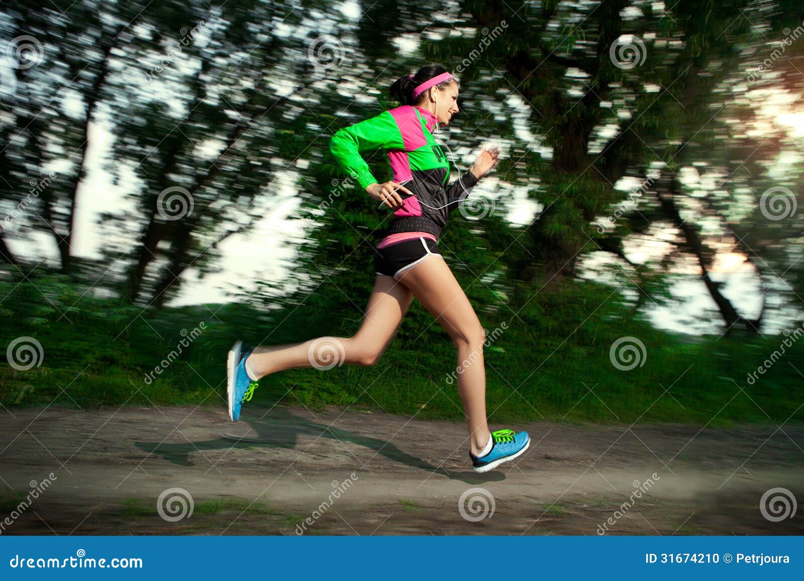 Woman Running in the Countryside Stock Photo - Image of happiness ...