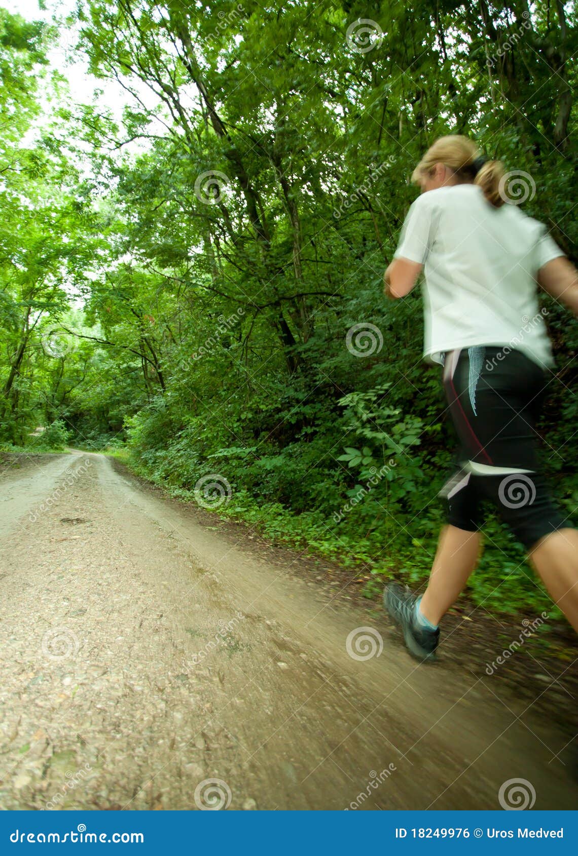 Woman running in forest stock photo. Image of beauty - 18249976