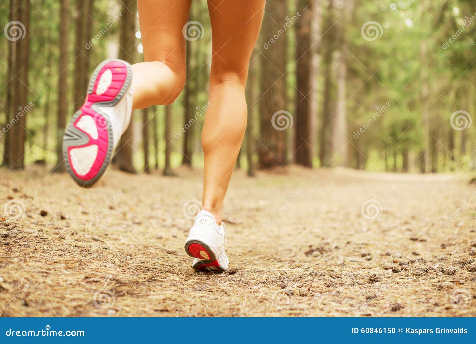 Woman Running in the Forest Stock Photo - Image of feet, movement: 60846150