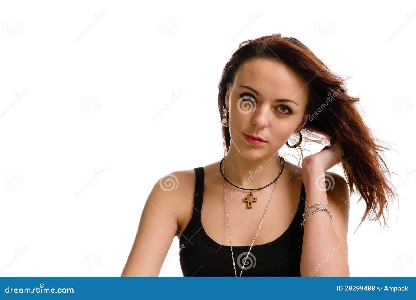 Woman Running Her Fingers through Stock Photo - Image of lady, single ...