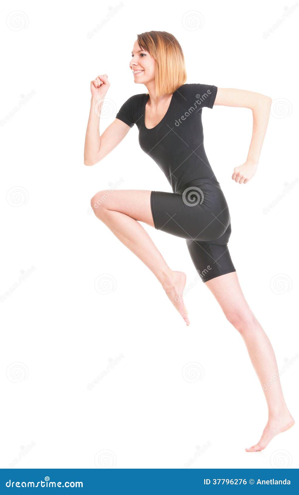 Woman Running Isolated on White Stock Photo - Image of fitness ...