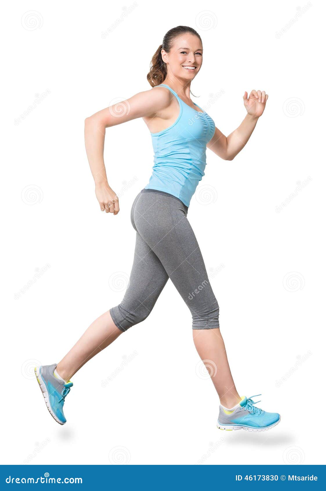 Woman Running Jogging Isolated on White Stock Photo - Image of ...