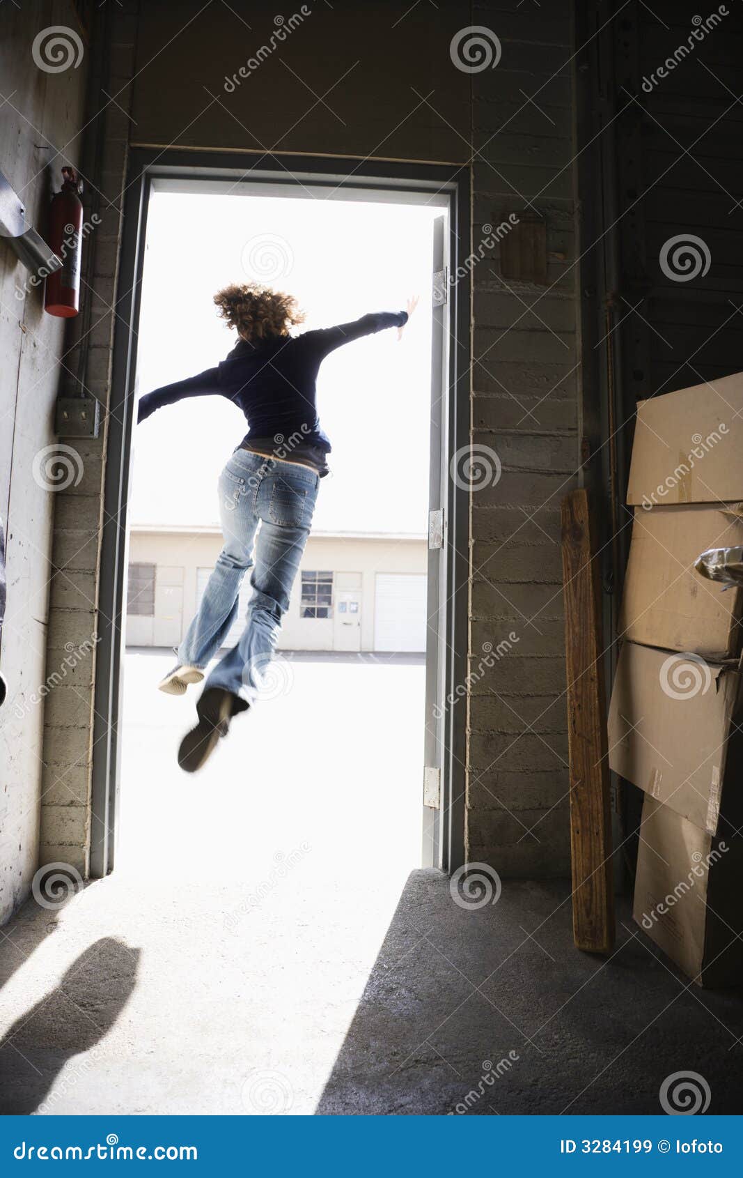 Woman running and jumping. stock image. Image of escaping - 3284199