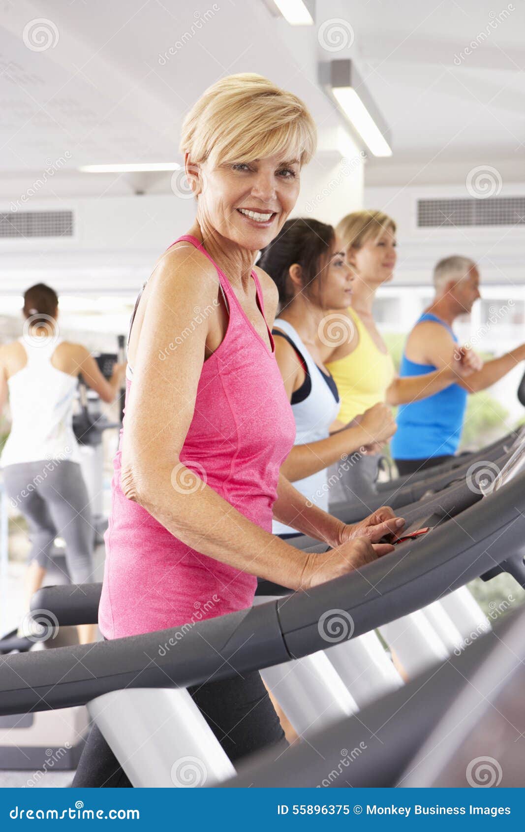 Woman on Running Machine in Gym Stock Image - Image of female, indoors ...