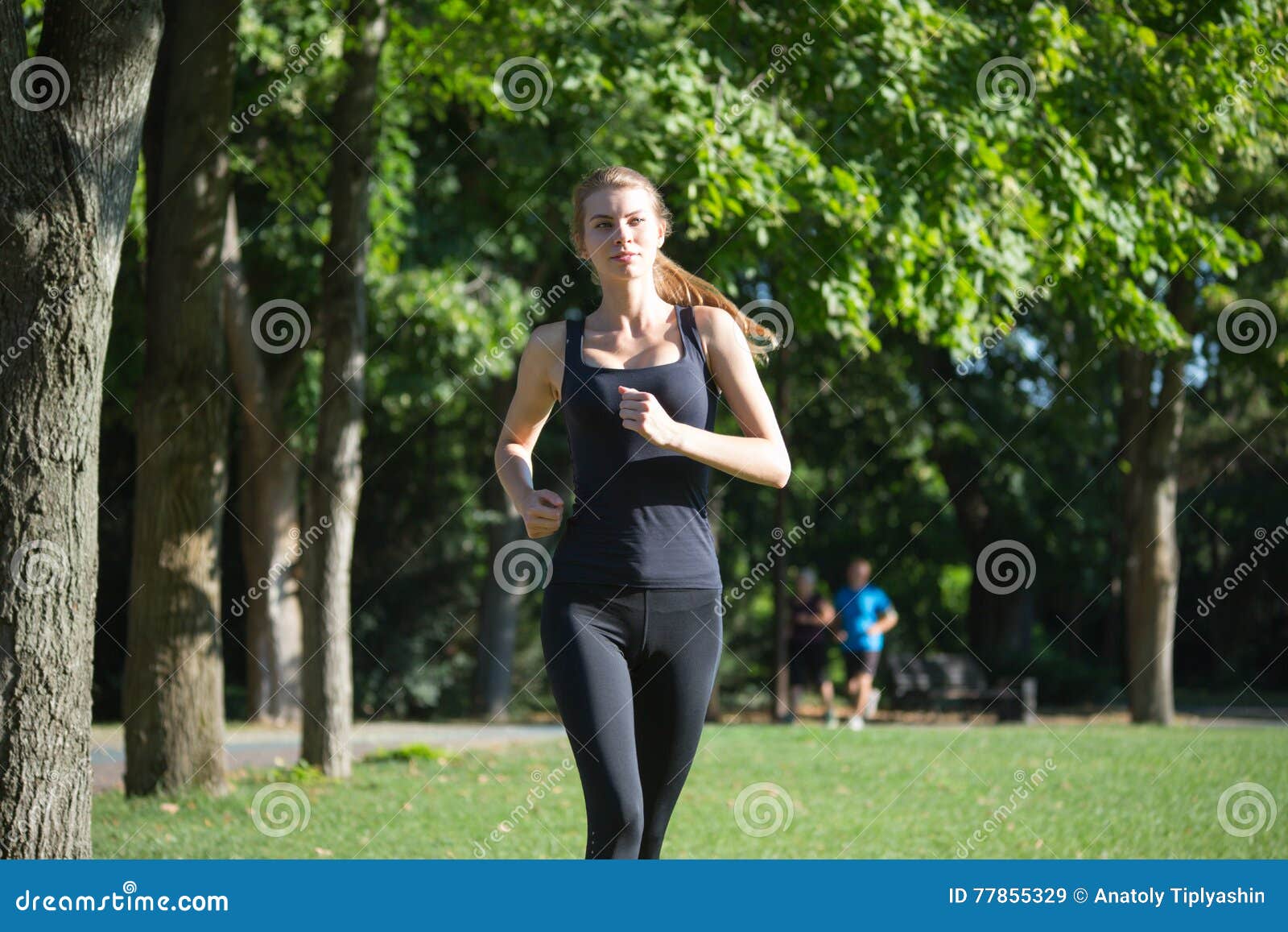 Woman Running in the Morning Park Stock Image - Image of activity ...