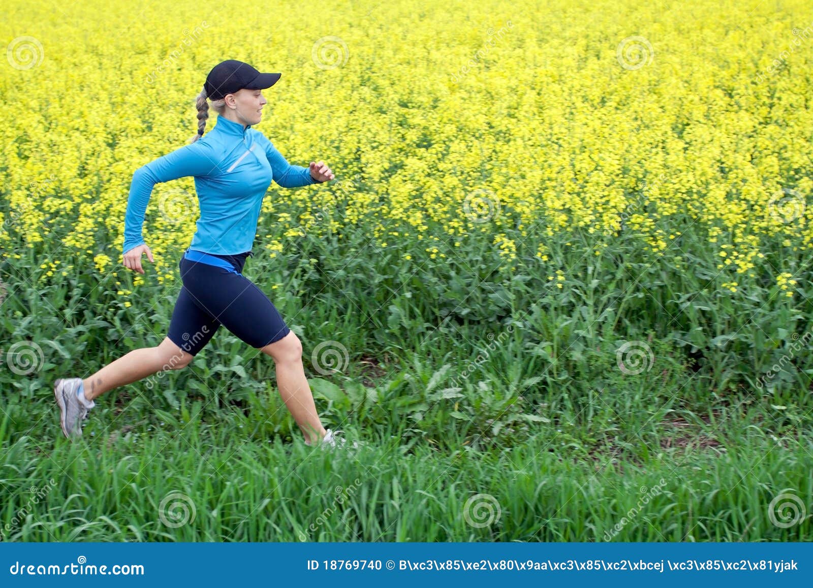 Woman Running Outdoors on Spring Stock Photo - Image of footpath ...