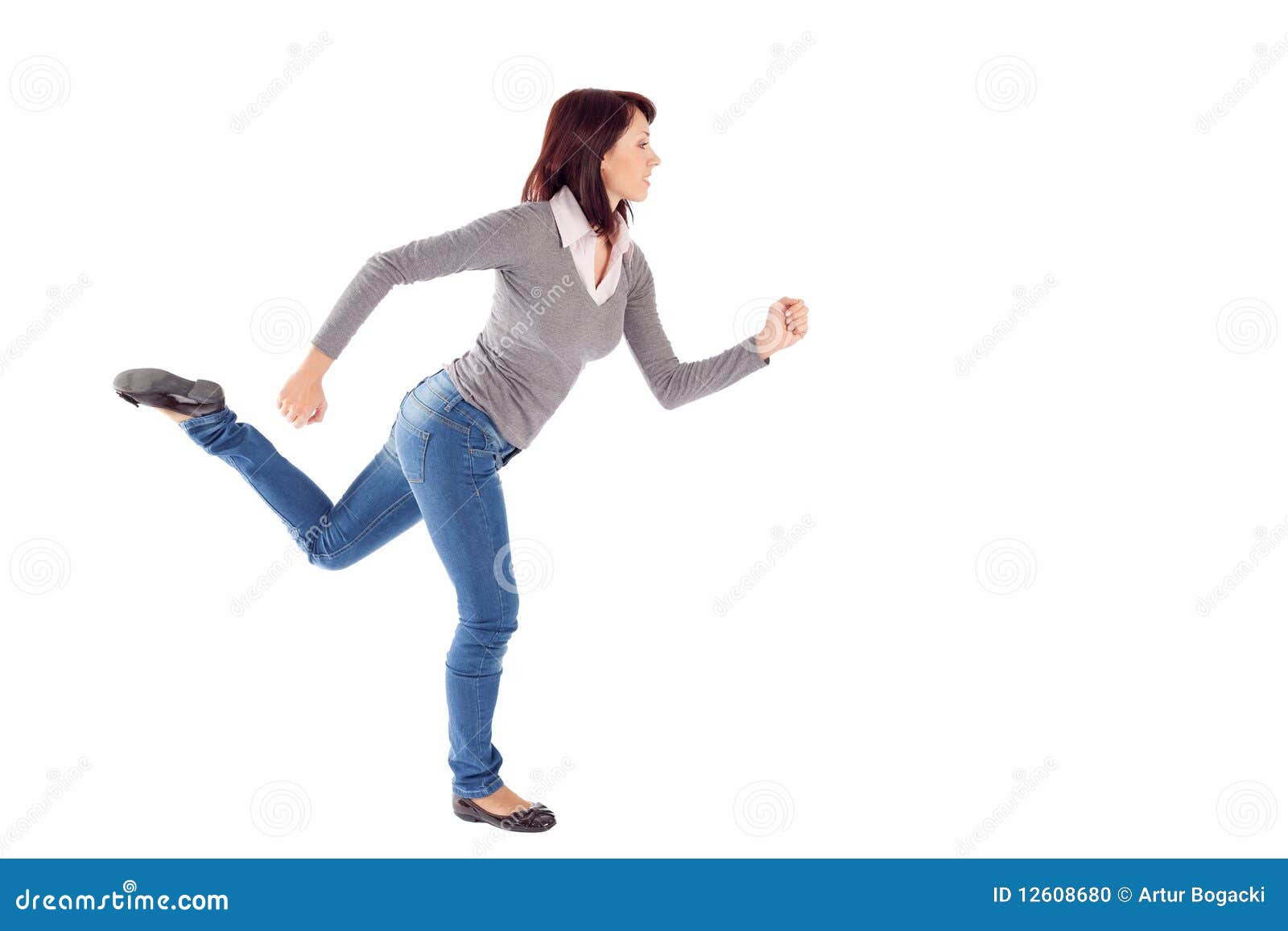 Woman in Running Pose stock photo. Image of pretty, view - 12608680