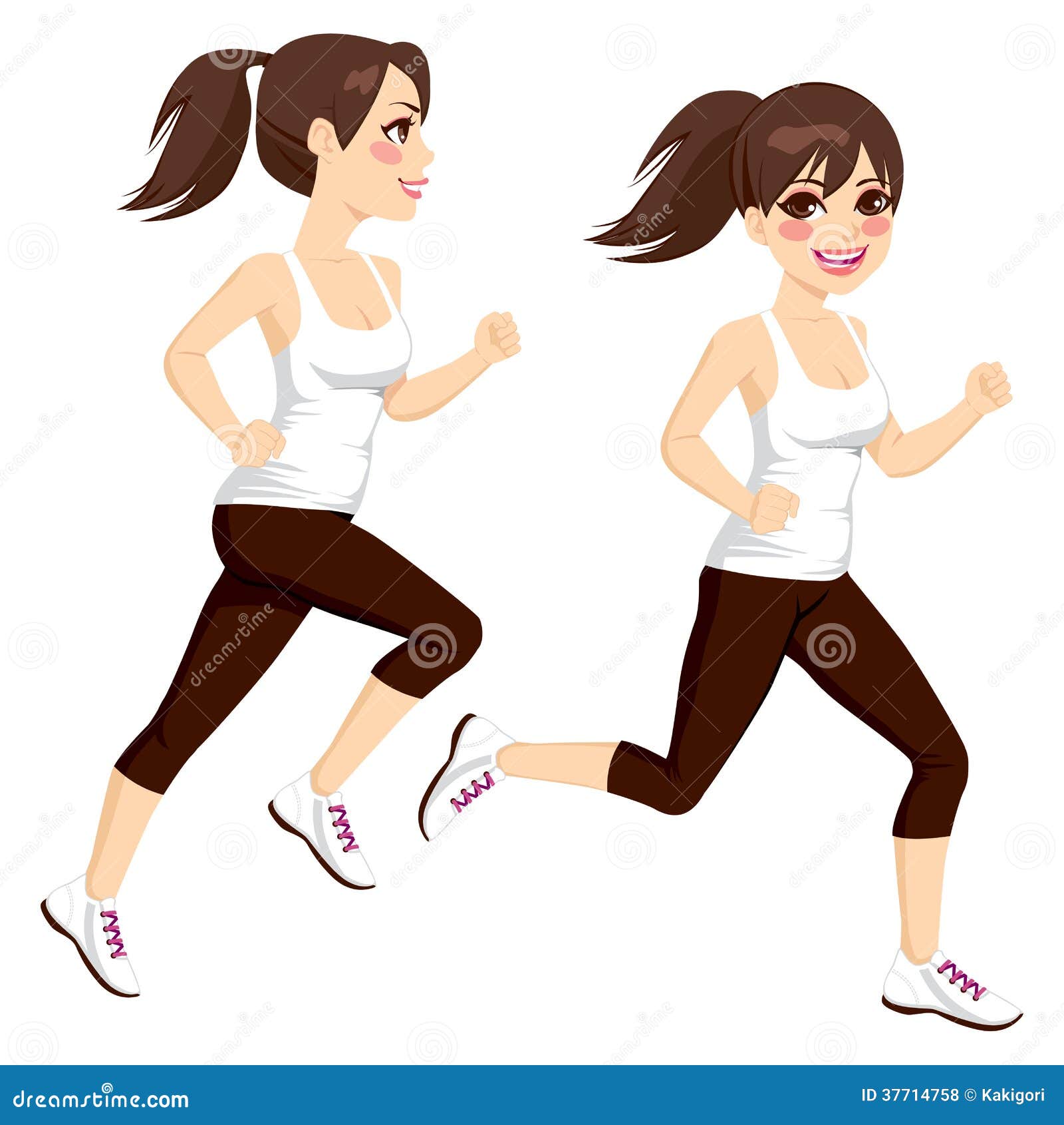 Woman Running Poses stock vector. Illustration of healthy - 37714758