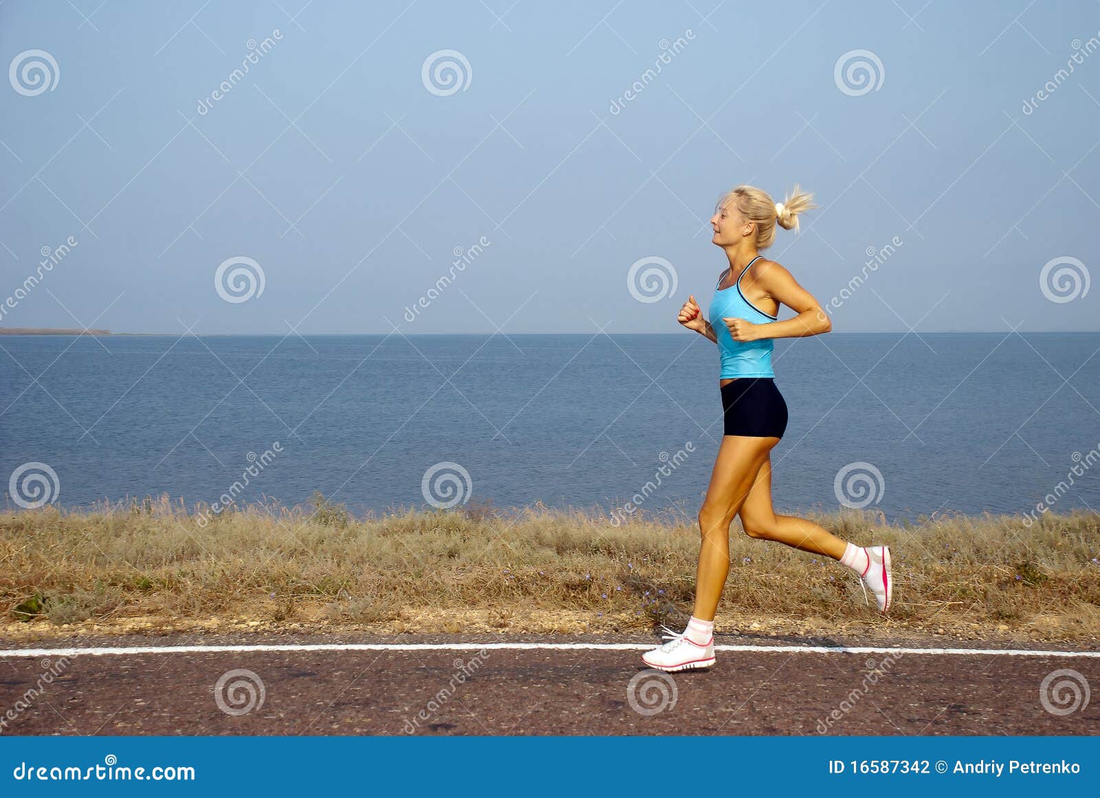 Woman Running on a Summer Day Stock Photo - Image of alone, sand: 16587342