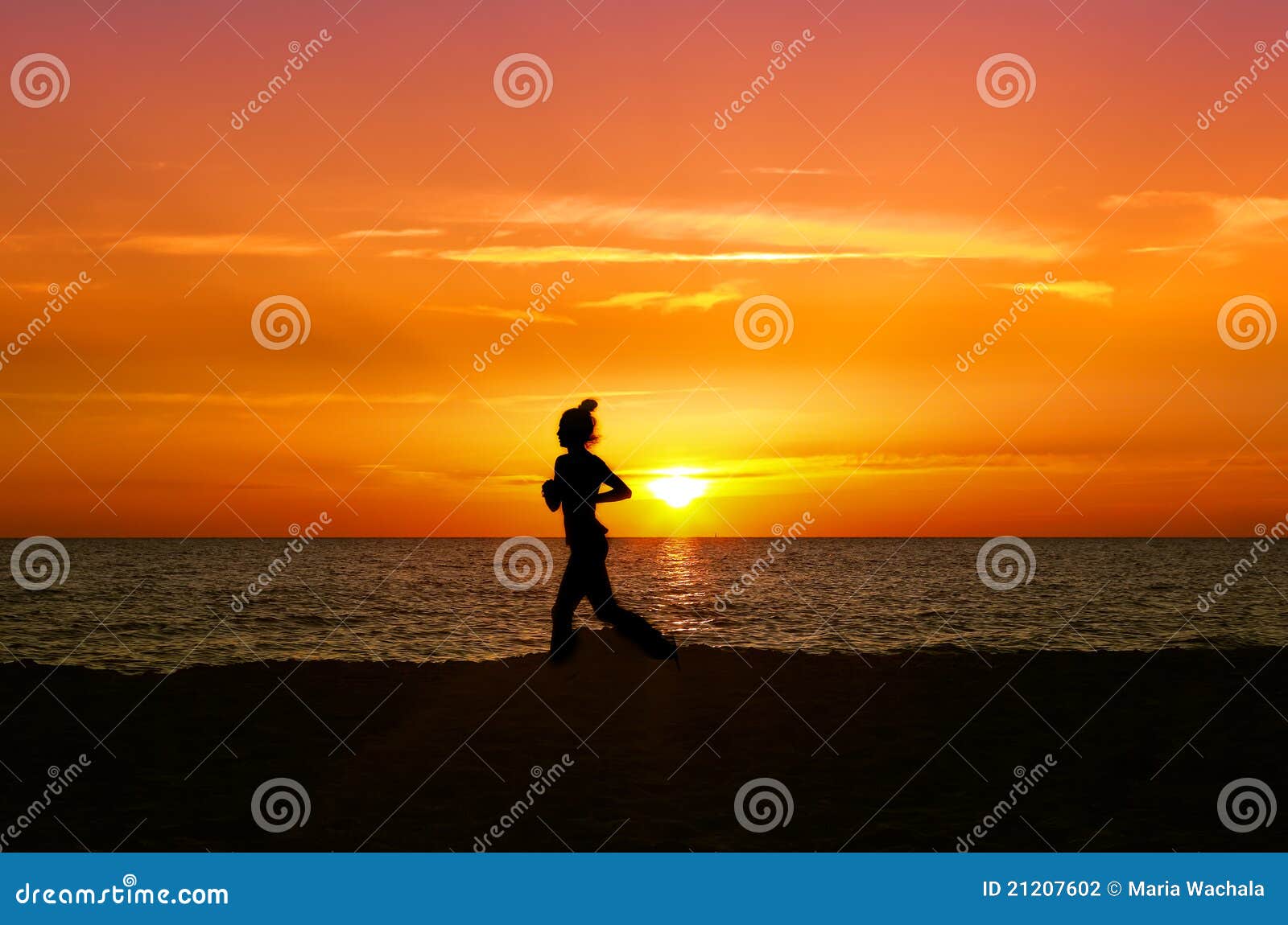 Woman Running during Sunset Stock Photo - Image of silhouette, strength ...