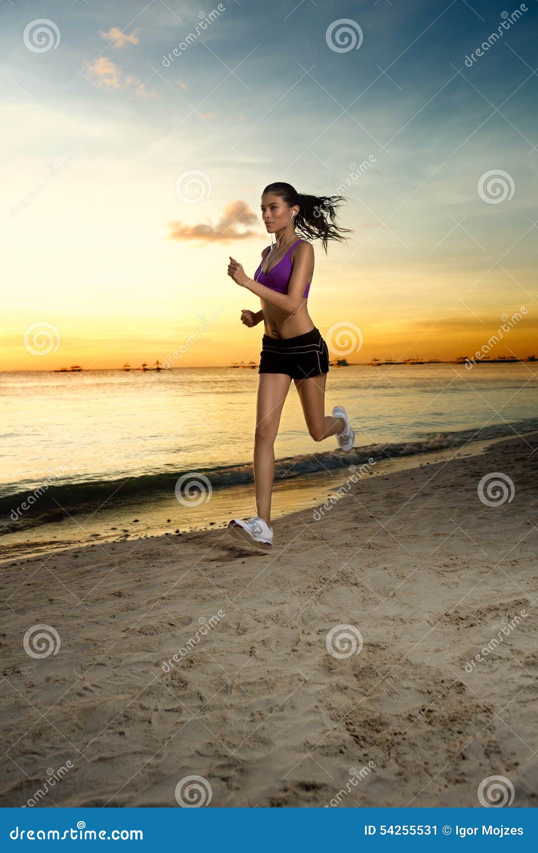 Woman Running during Sunset Stock Image - Image of jogger, coastal ...