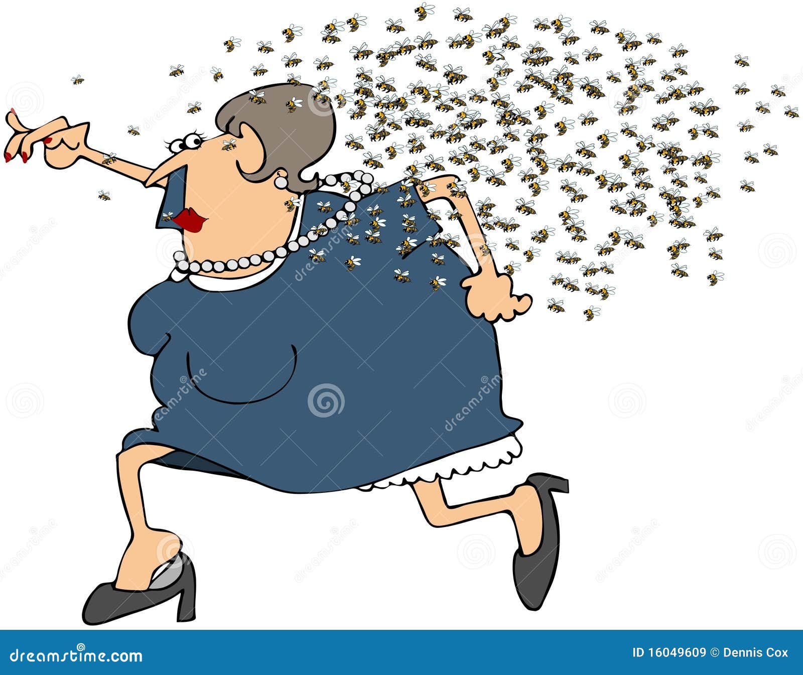 Woman Running from a Swarm of Bees Stock Illustration - Illustration of ...