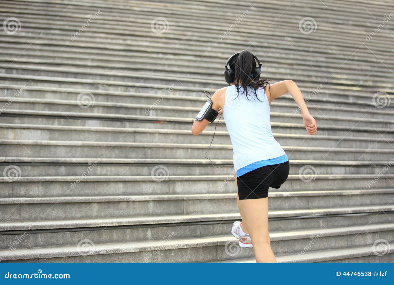 Woman Running Up on Stone Stairs Stock Photo - Image of girl, asian ...