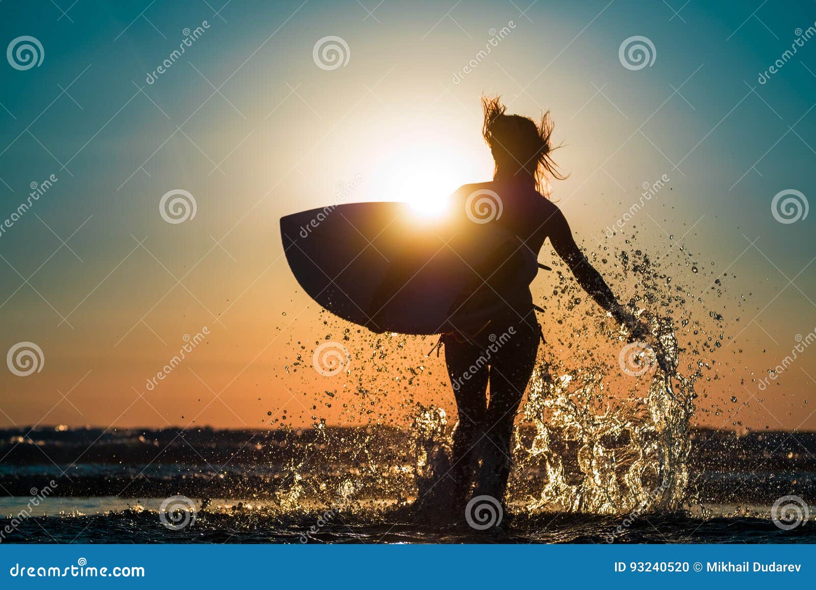 Woman runs into ocean stock photo. Image of peaceful - 93240520